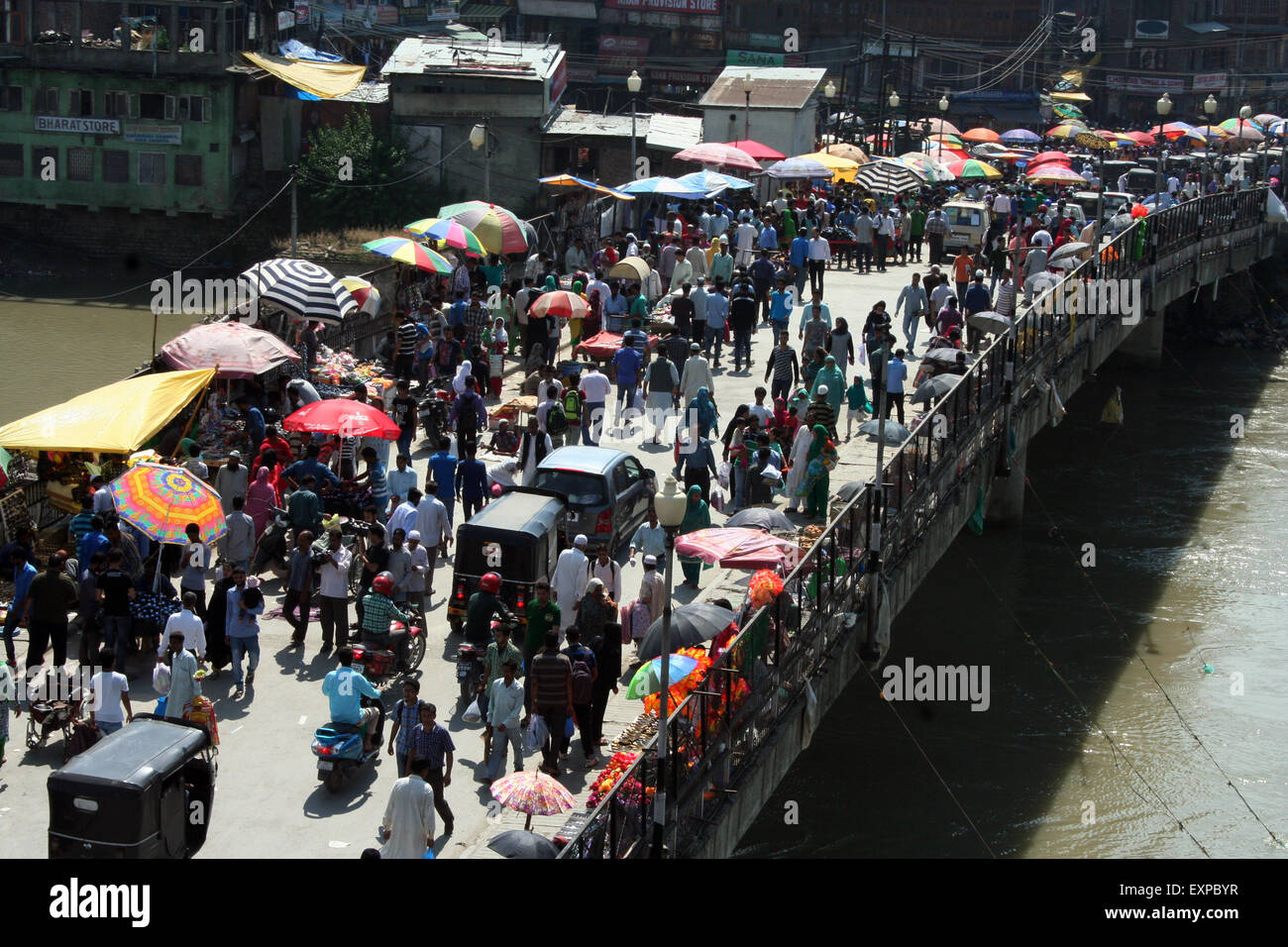 Srinagar, Indian Administered Kashmir:16 July .AN aerial view of market ...