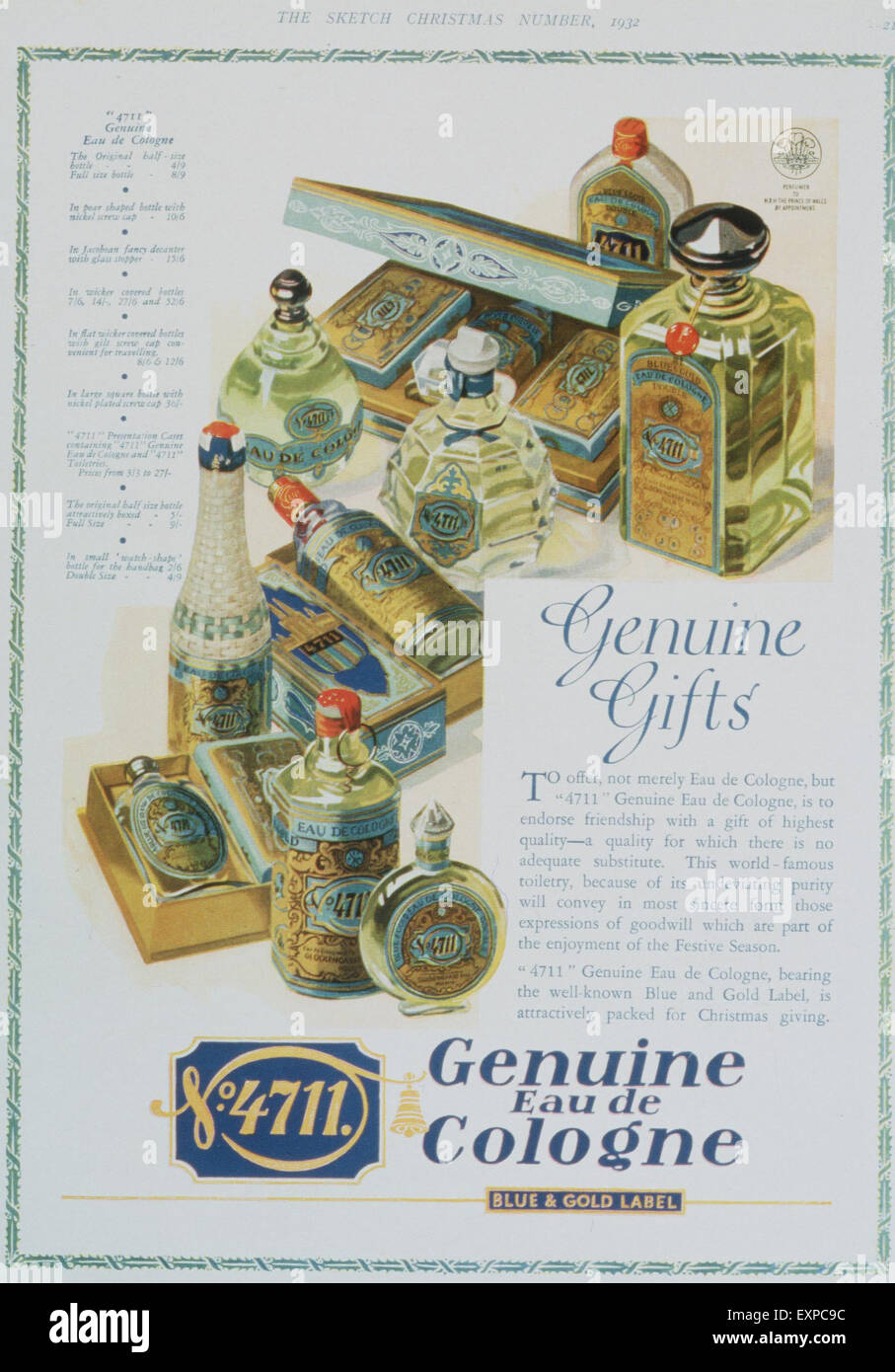 1930s UK 4711 Eau de Cologne Magazine Advert Stock Photo - Alamy