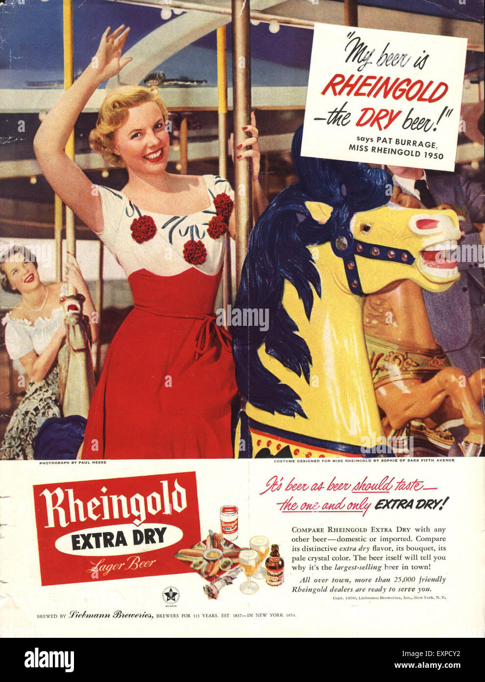 1950s USA Rheingold Beer Magazine Advert Stock Photo - Alamy