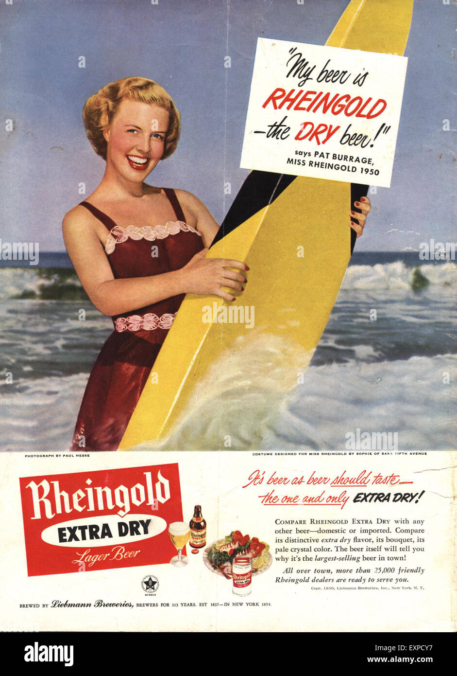 1950s USA Rheingold Beer Magazine Advert Stock Photo - Alamy