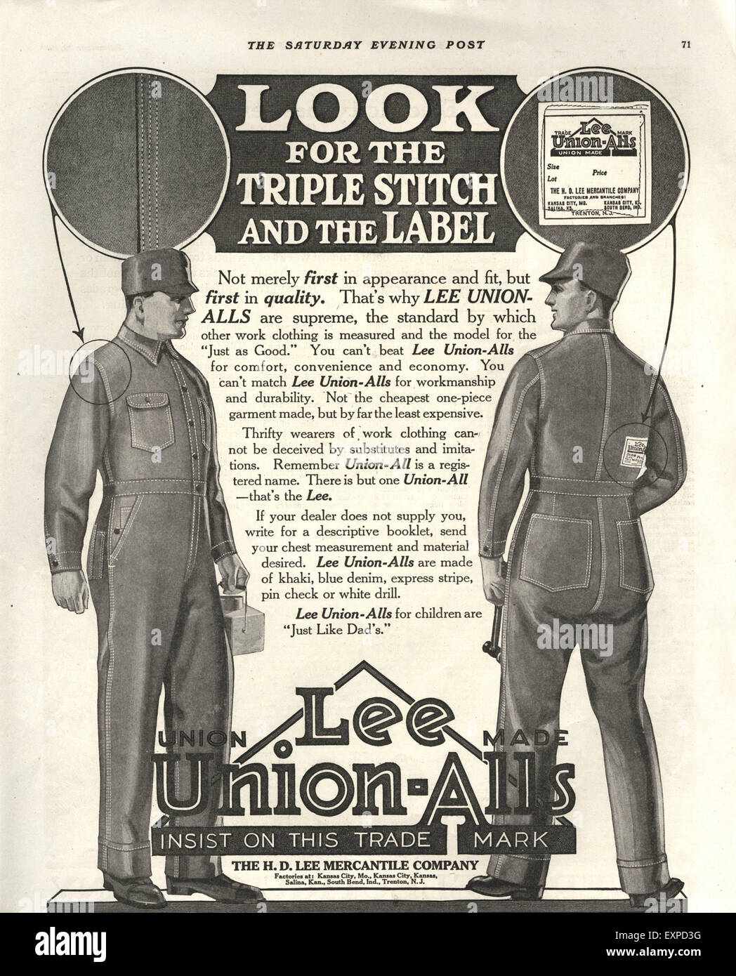 1910s USA Lee Magazine Advert Stock Photo - Alamy