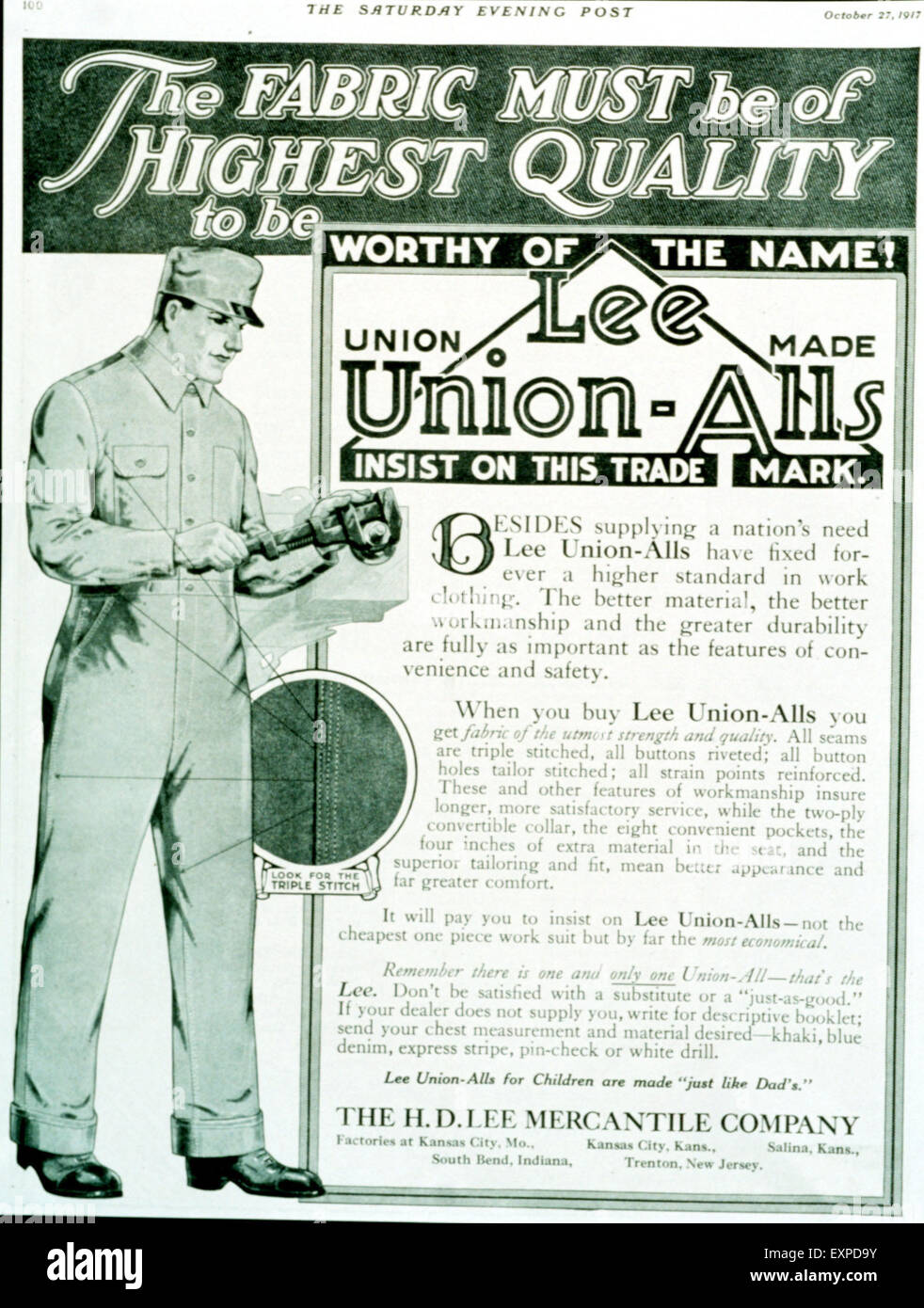 1910s USA Lee Magazine Advert Stock Photo - Alamy