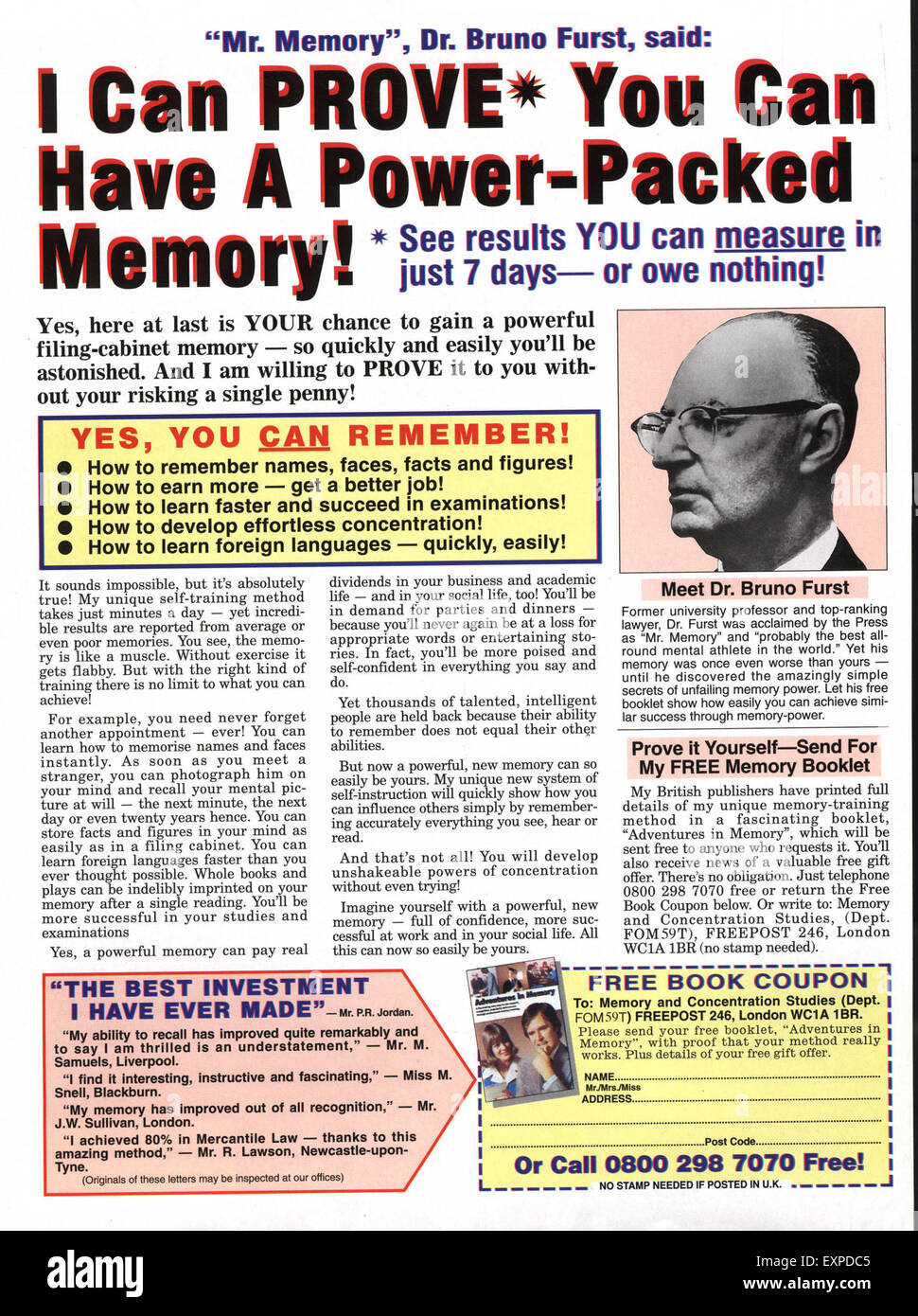 1980s UK Improve Your Memory Magazine Advert Stock Photo - Alamy