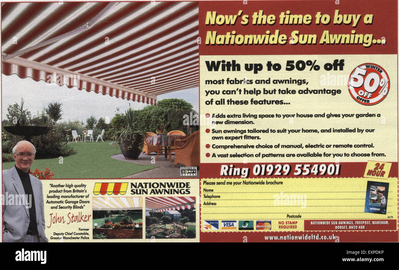 1990s UK Nationwide Awnings Magazine Advert Stock Photo - Alamy
