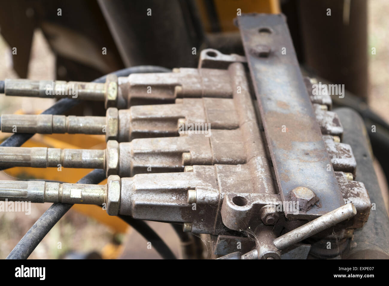 detail of a mechanism of the motor of an old tractor Stock Photo - Alamy