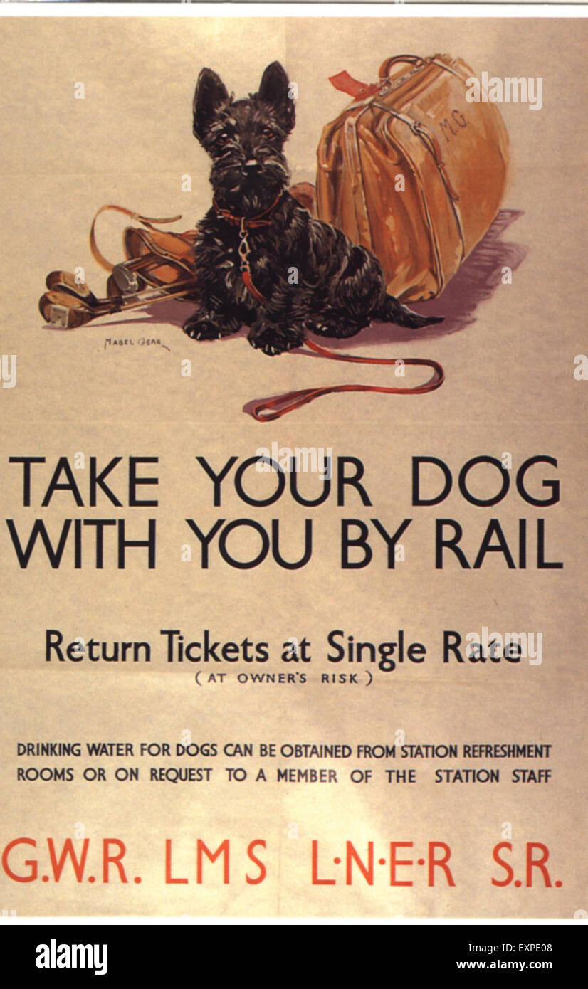 1930s UK Take Your Dog Poster Stock Photo - Alamy