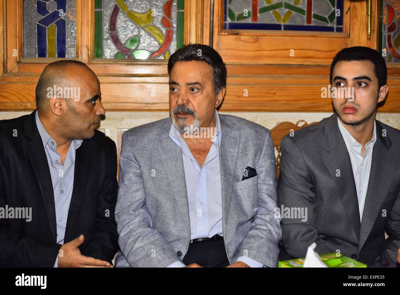 Cairo, Egypt. 15th July, 2014. Egyptian actors attend a condolences ...