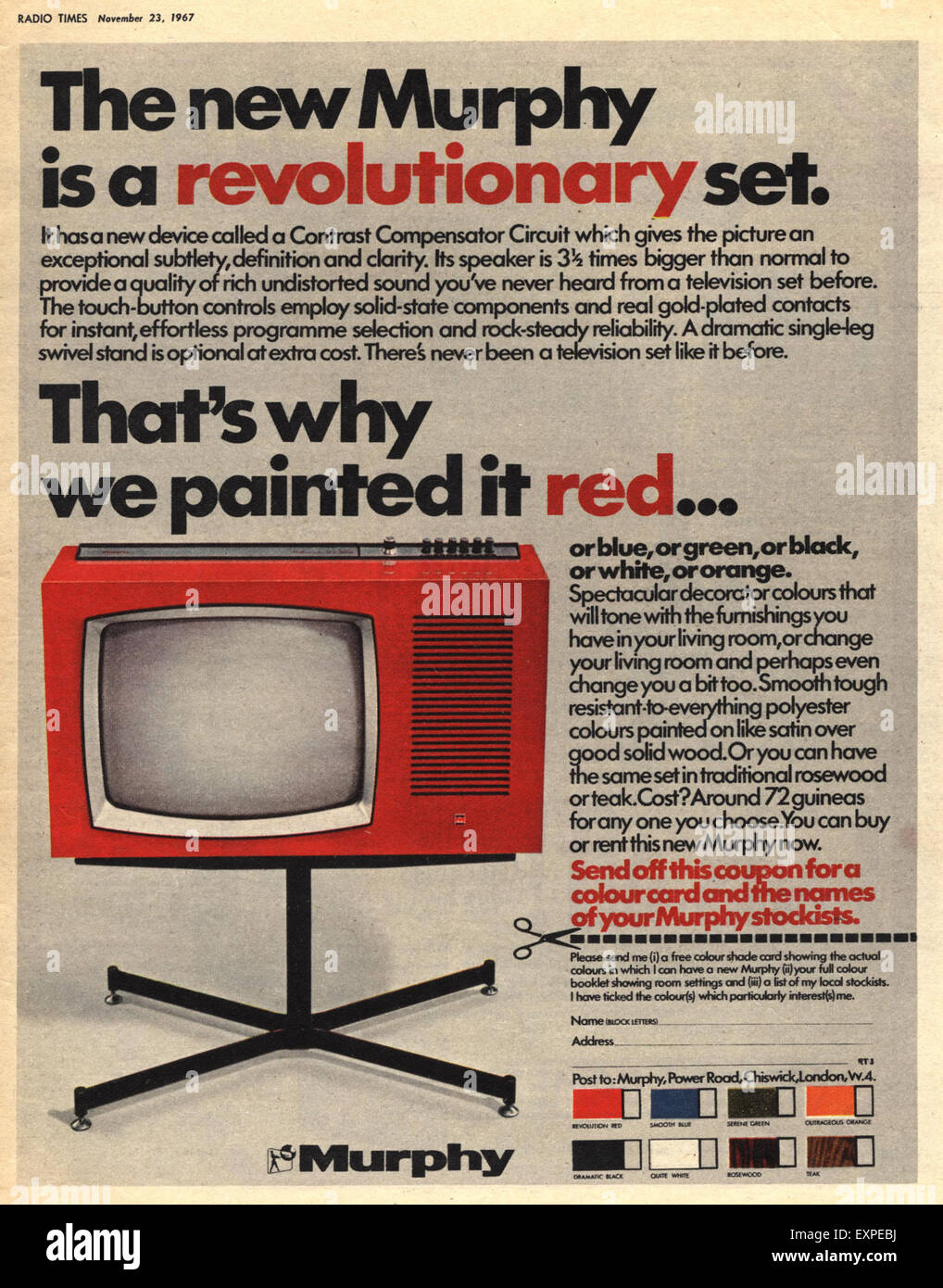 1960s UK Murphy Magazine Advert Stock Photo - Alamy
