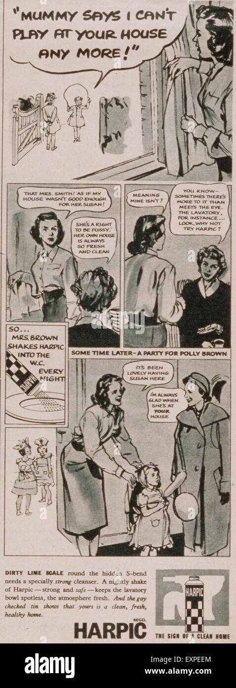 1950s UK Harpic Magazine Advert Stock Photo - Alamy