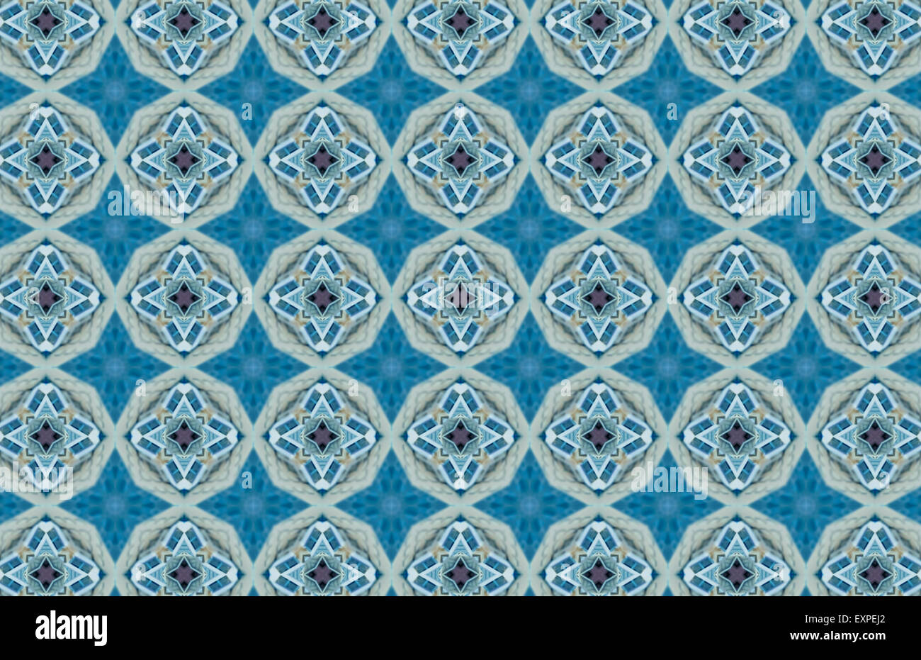 Blue Ethnic pattern. Abstract kaleidoscope fabric design Stock Photo ...