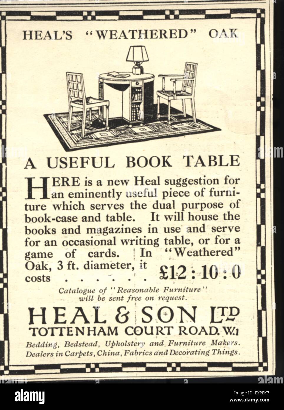 1920s UK Heal's Magazine Advert Stock Photo - Alamy