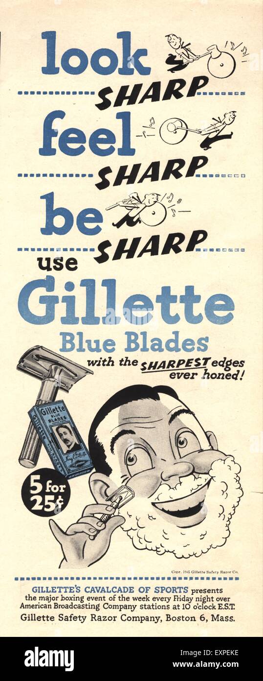 1950s USA Gillette Magazine Advert Stock Photo - Alamy