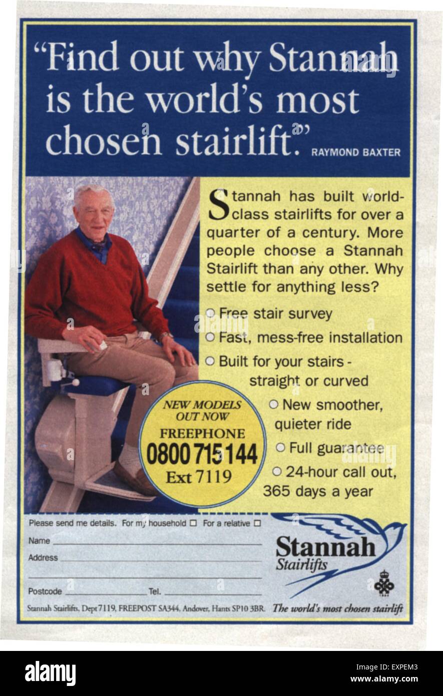 2000s UK Stannah Stairlift Magazine Advert Stock Photo - Alamy