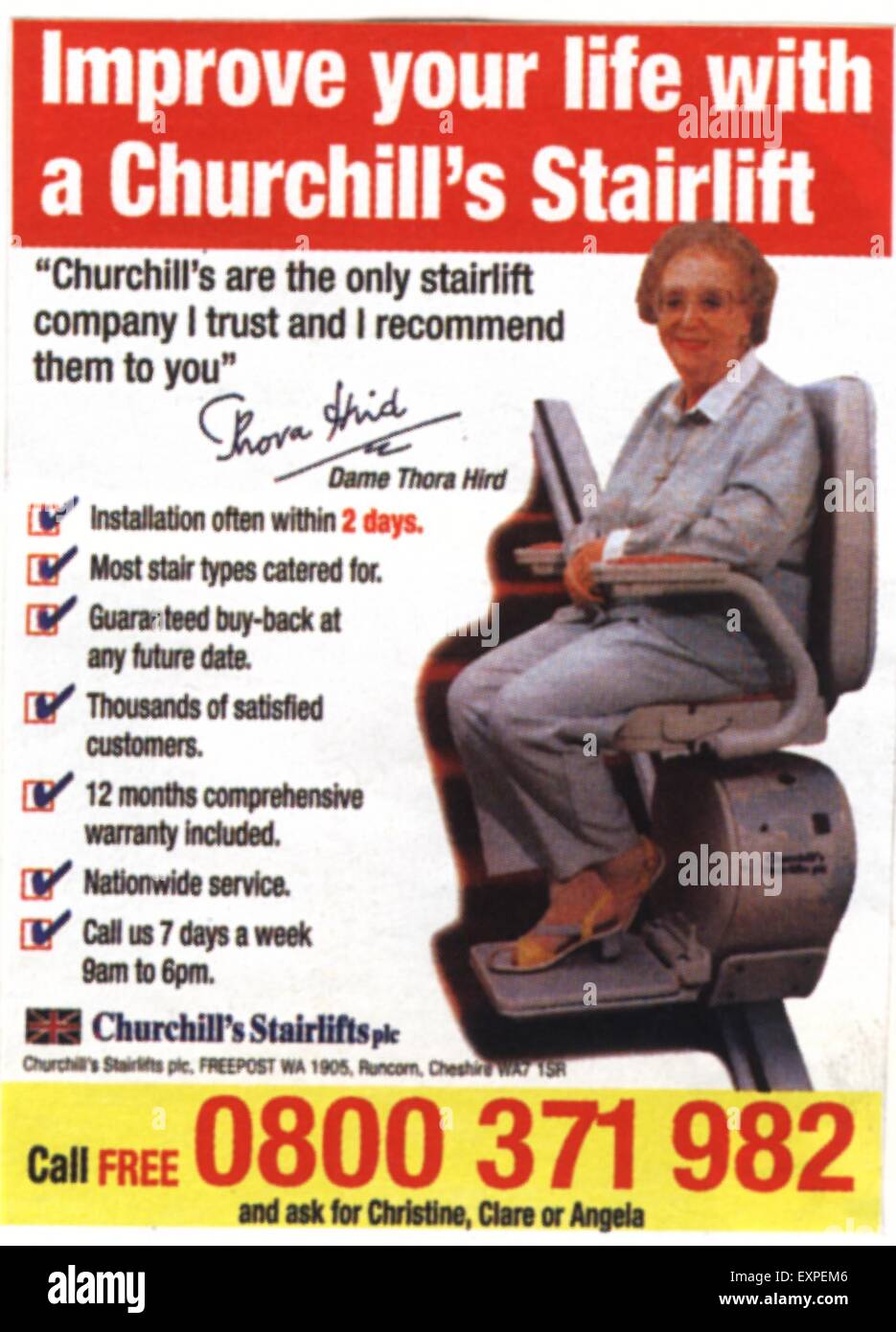 2000s UK Churchill's Stairlift Magazine Advert Stock Photo - Alamy