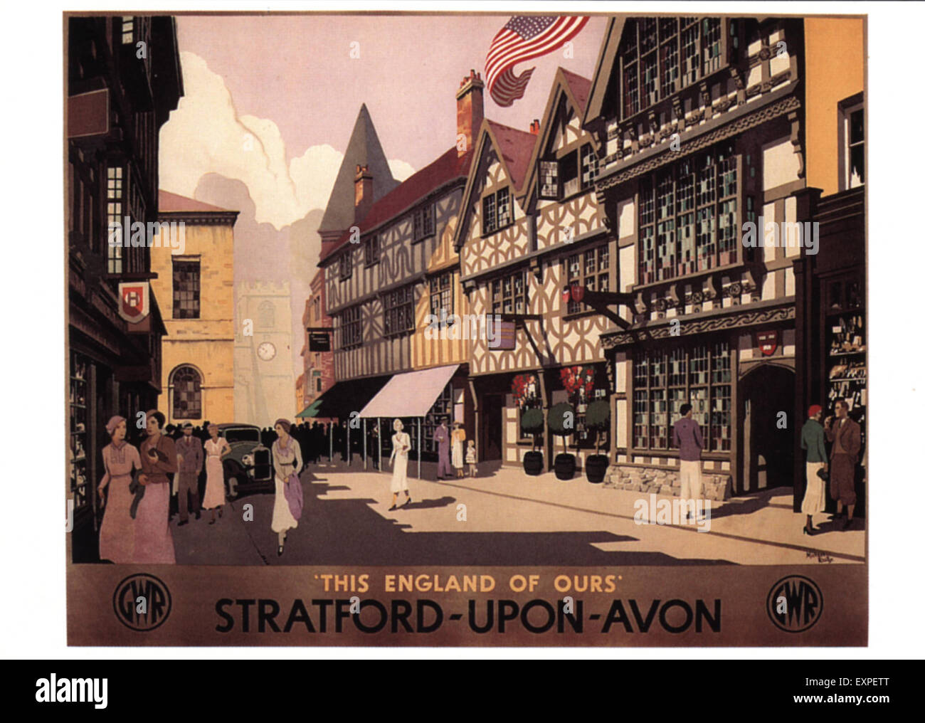 1930s UK Stratford On Avon Poster Stock Photo - Alamy