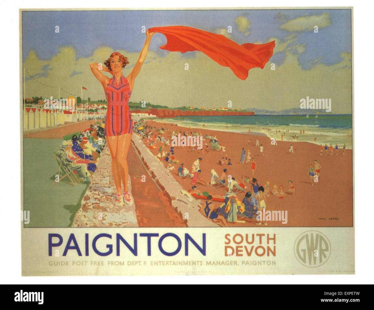 1930s UK Paignton Devon Poster Stock Photo - Alamy