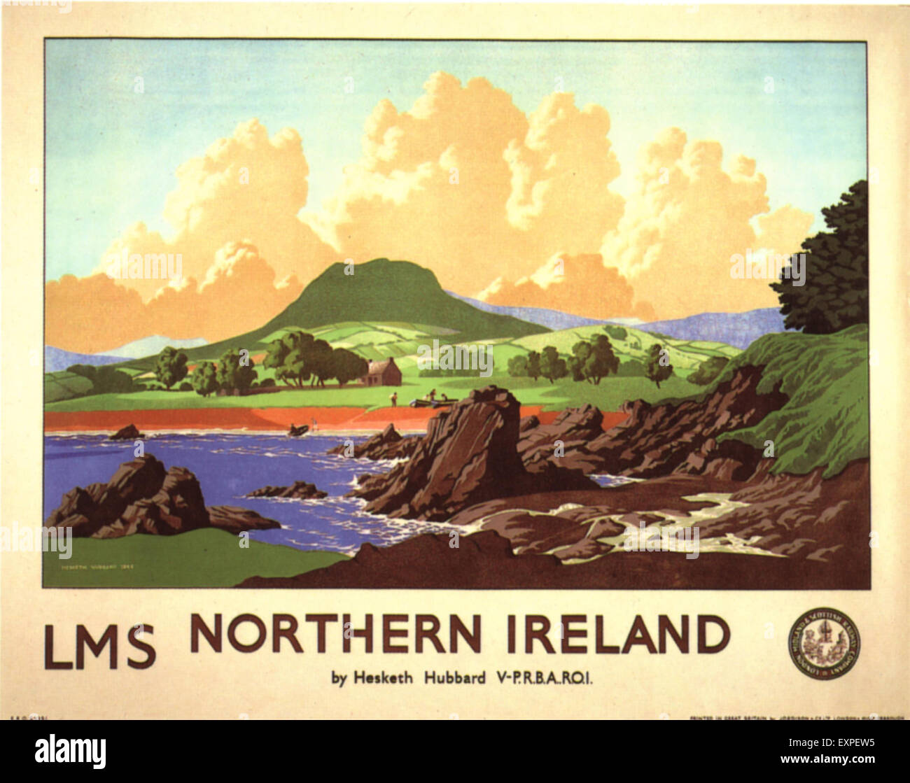1930s UK Northern Ireland Holidays Railways Trains Poster Stock Photo ...