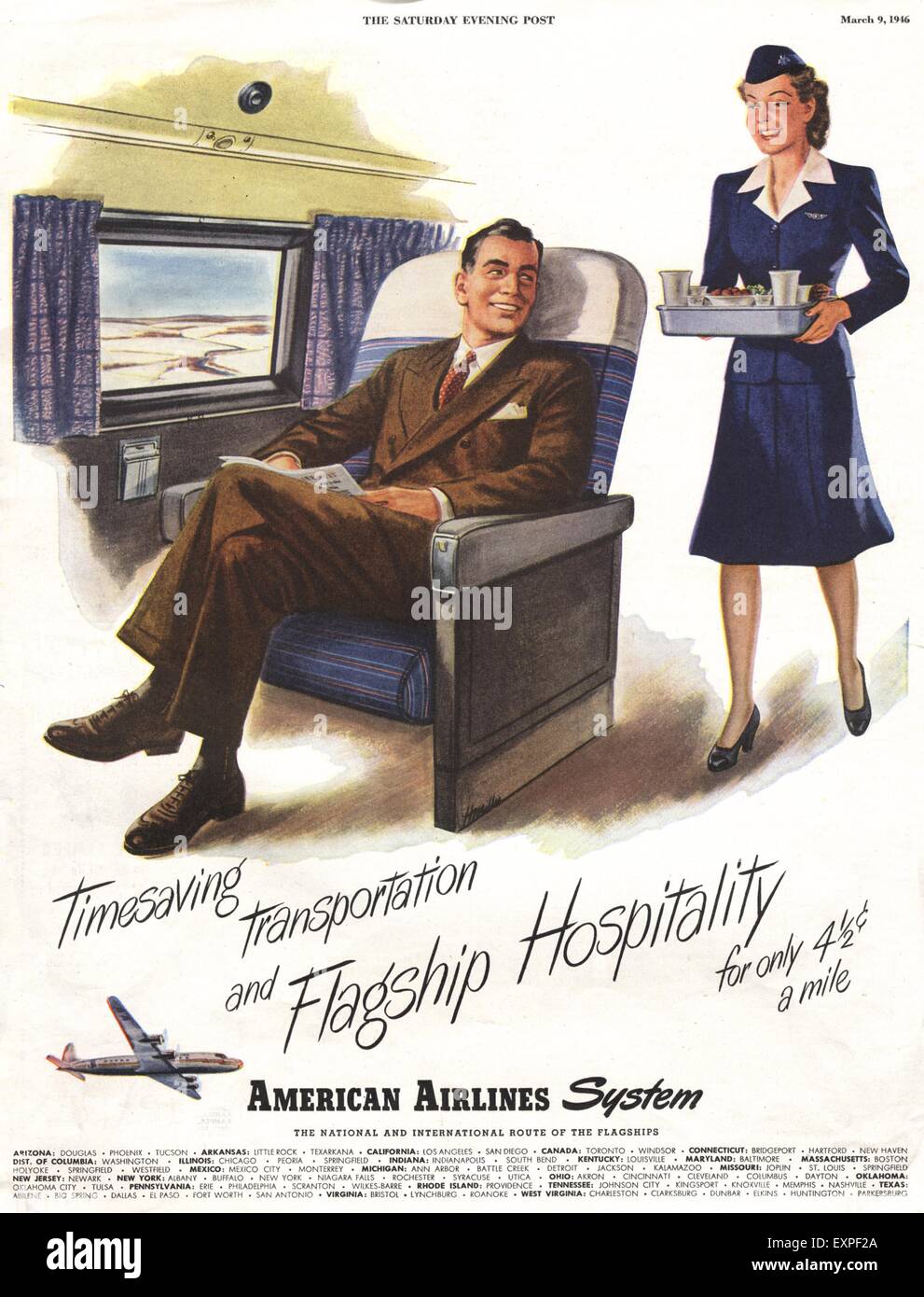 1950s USA Airlines Magazine Advert Stock Photo - Alamy