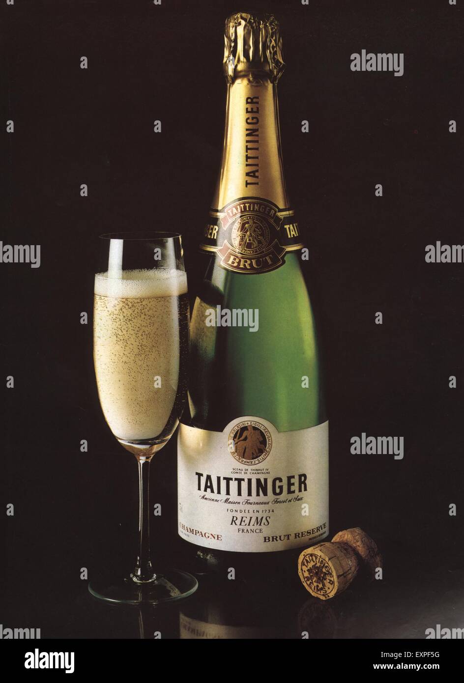 1990s UK Taittinger Champagne Magazine Advert Stock Photo - Alamy