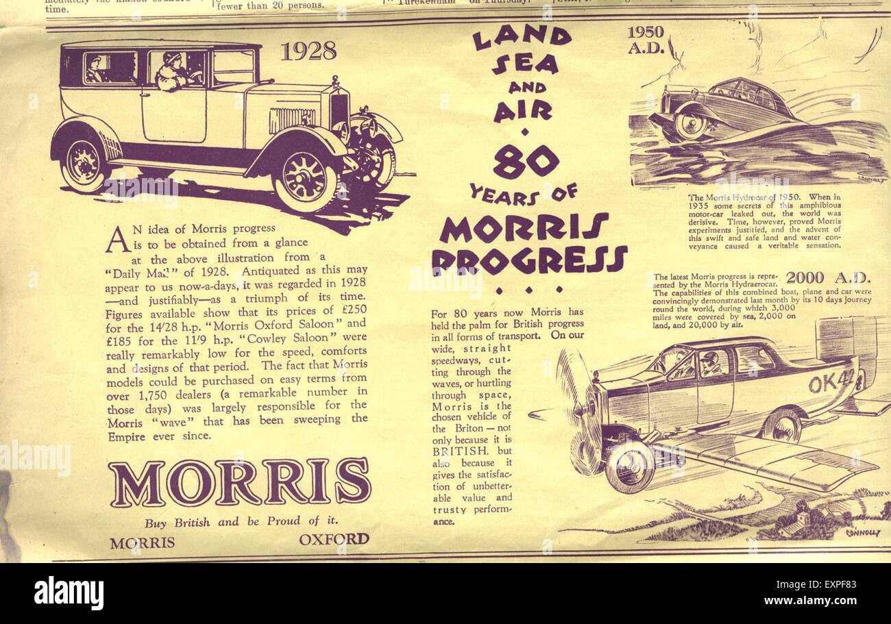 1920s UK 80 Years of Morris Progress Magazine Advert Stock Photo - Alamy