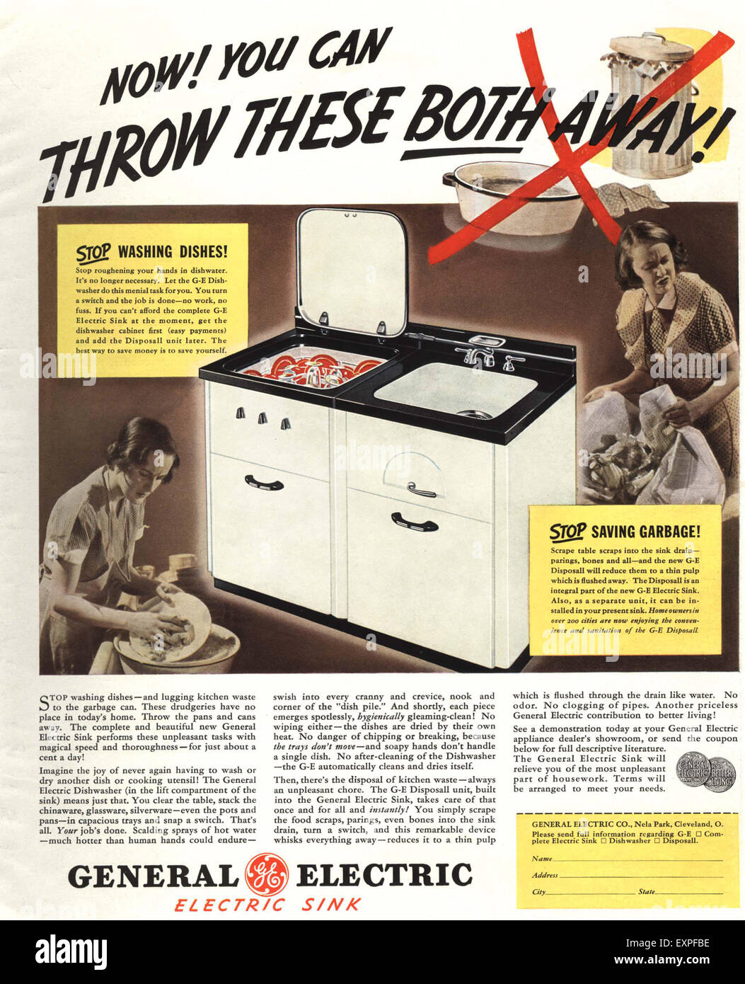 1930s USA General Electric Kitchens Magazine Advert Stock Photo - Alamy