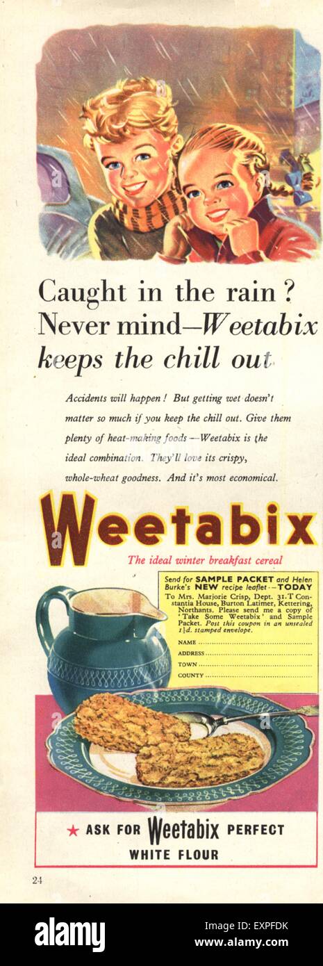 1950s UK Weetabix Magazine Advert Stock Photo - Alamy
