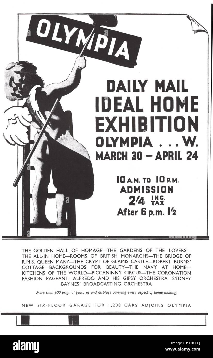 1930s UK Olympia Daily Mail Exhibitions Magazine Advert Stock Photo - Alamy
