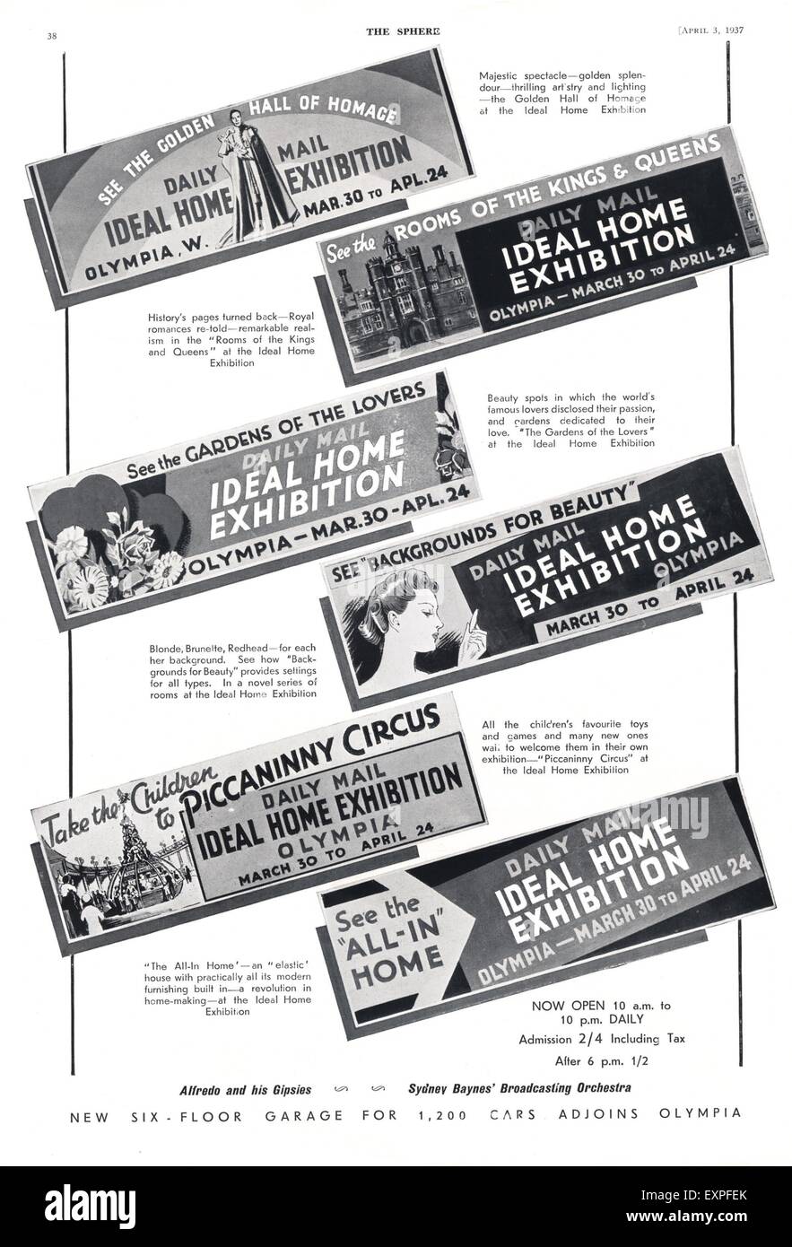 1930s UK Olympia Daily Mail Exhibitions Magazine Advert Stock Photo - Alamy