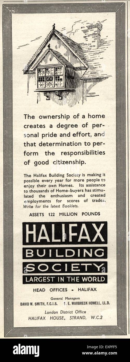 1930s UK Halifax Magazine Advert Stock Photo - Alamy