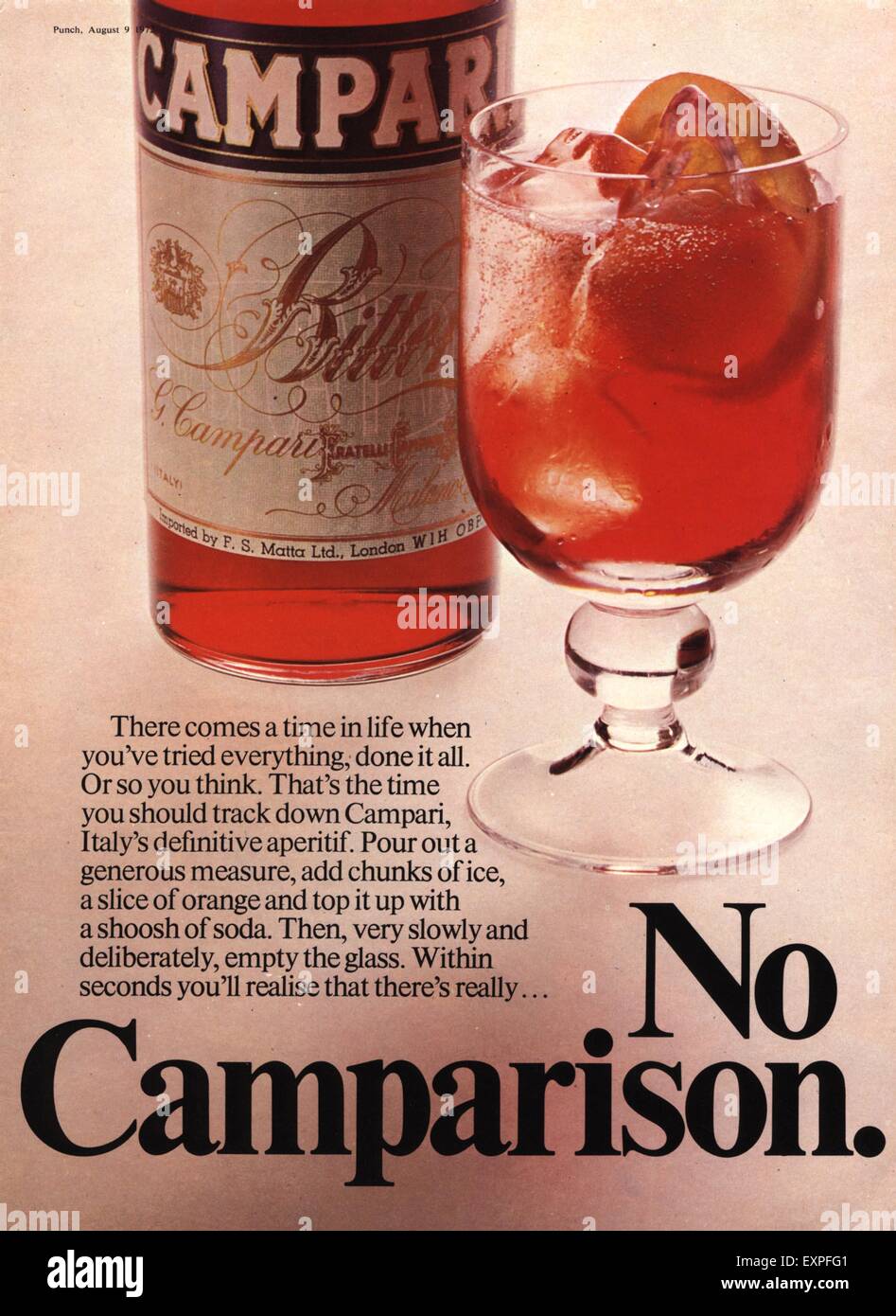 1970s UK Campari Magazine Advert Stock Photo - Alamy