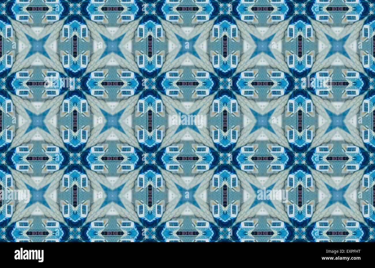 Blue Ethnic pattern. Abstract kaleidoscope fabric design Stock Photo ...