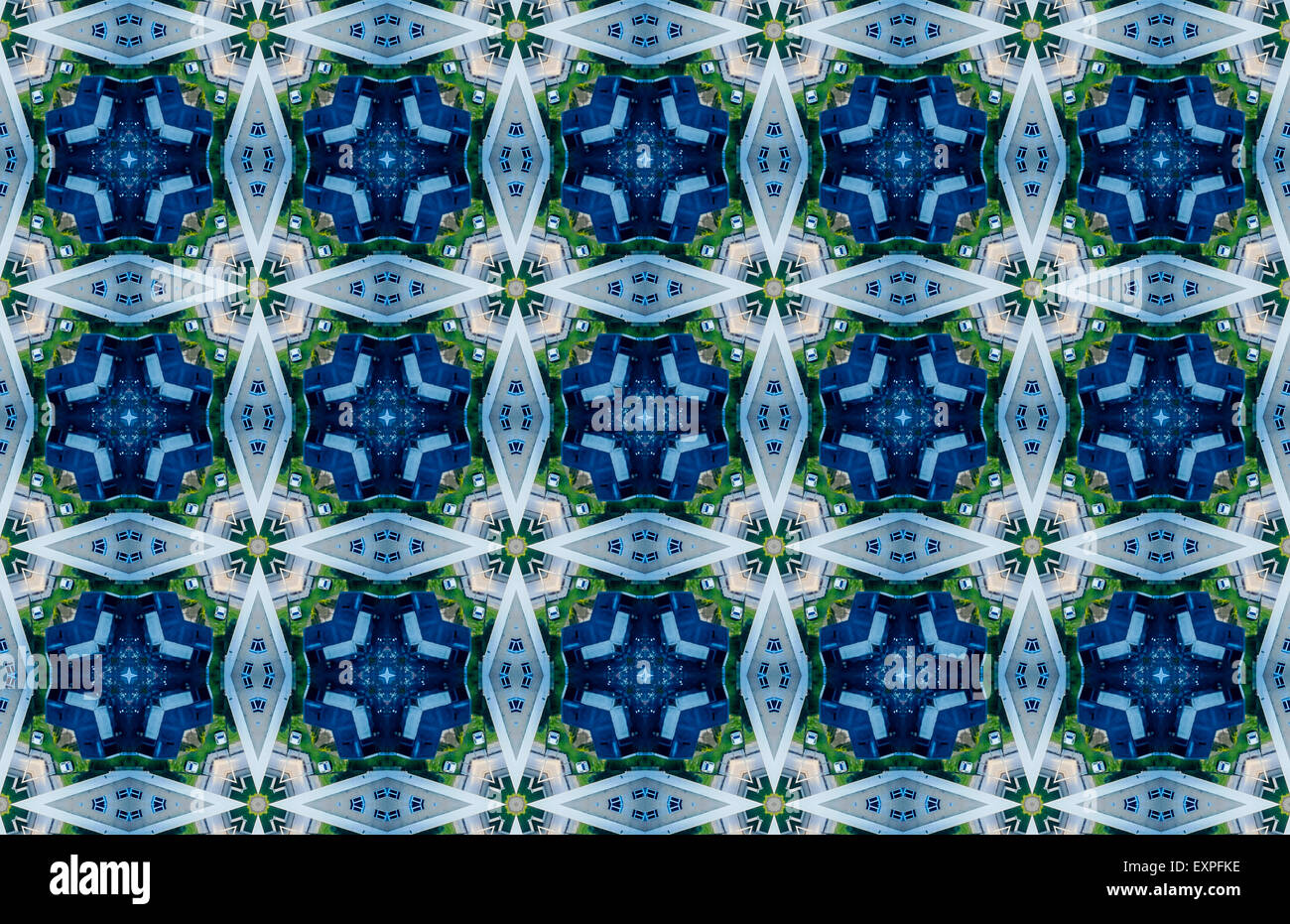 Blue Ethnic pattern. Abstract kaleidoscope fabric design Stock Photo ...