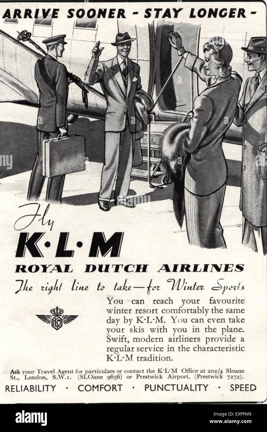 1940s UK KLM Dutch Magazine Advert Stock Photo - Alamy