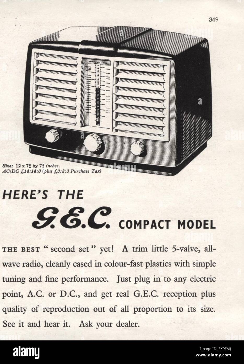 1940s UK GEC Magazine Advert Stock Photo - Alamy