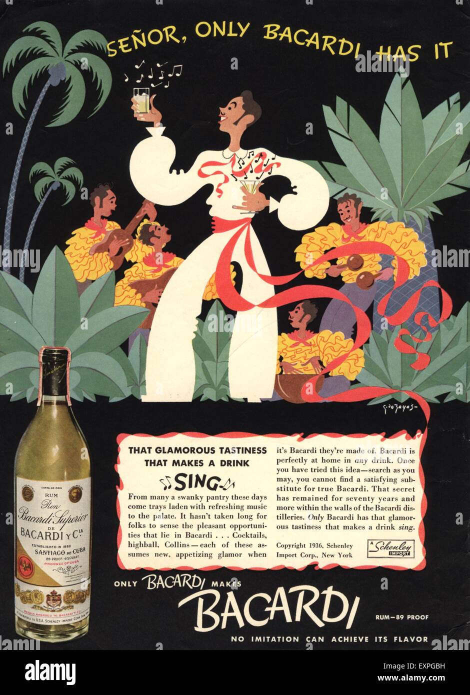 1930s USA Bacardi Magazine Advert Stock Photo - Alamy