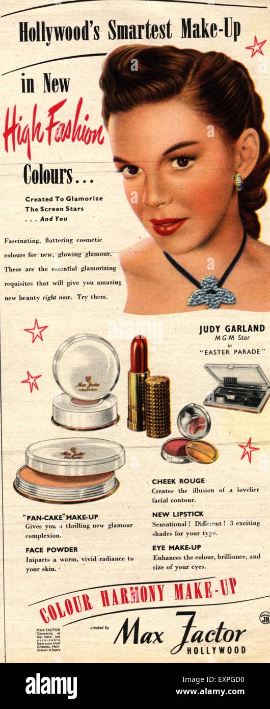 1940s USA Max Factor Magazine Advert Stock Photo - Alamy