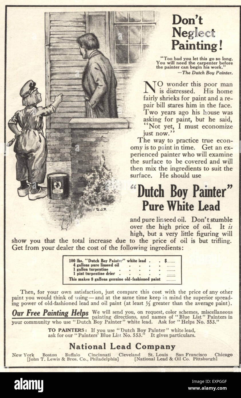 1910s USA National Lead Company Magazine Advert Stock Photo - Alamy