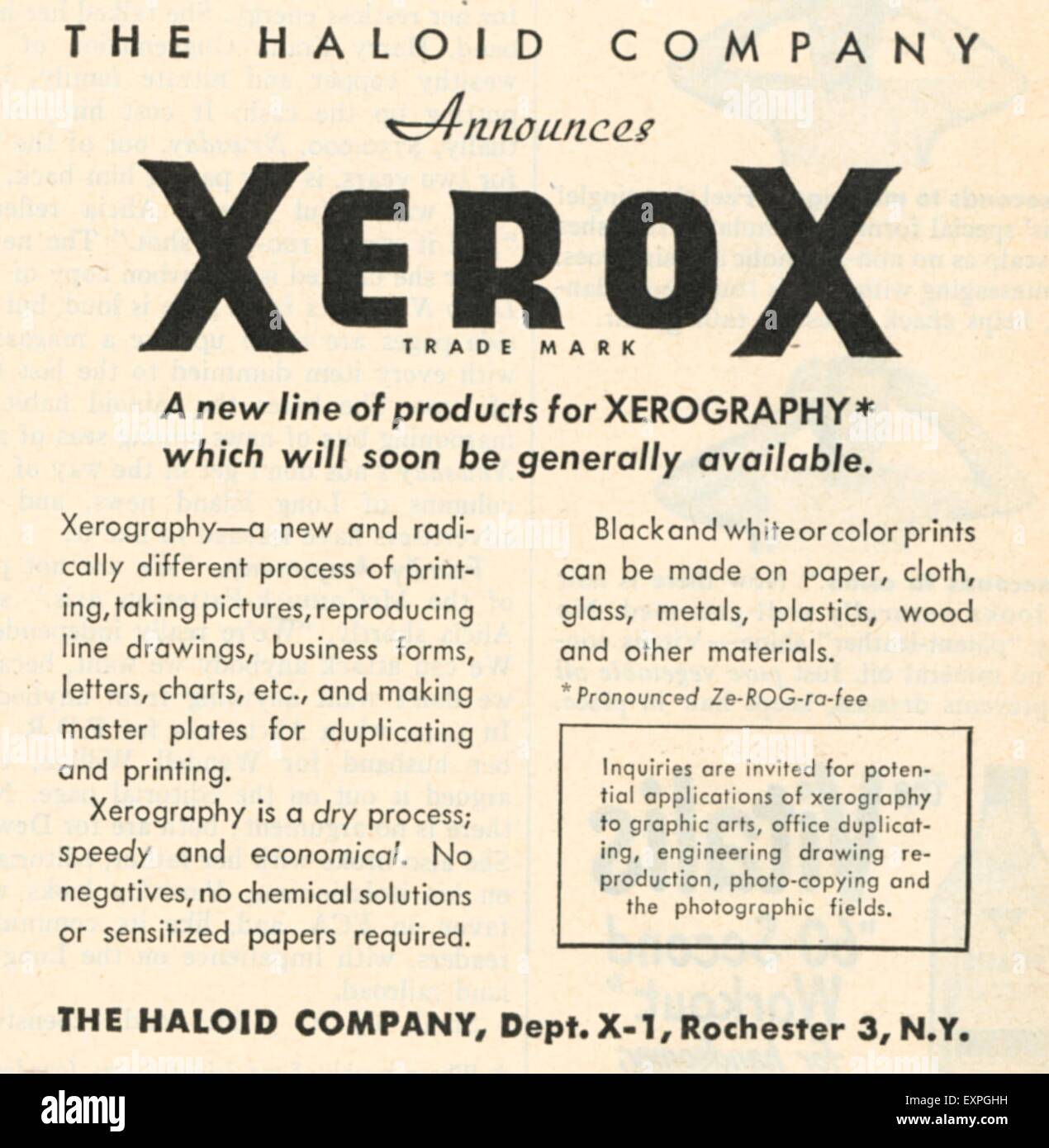 Xerox advert hi-res stock photography and images - Alamy