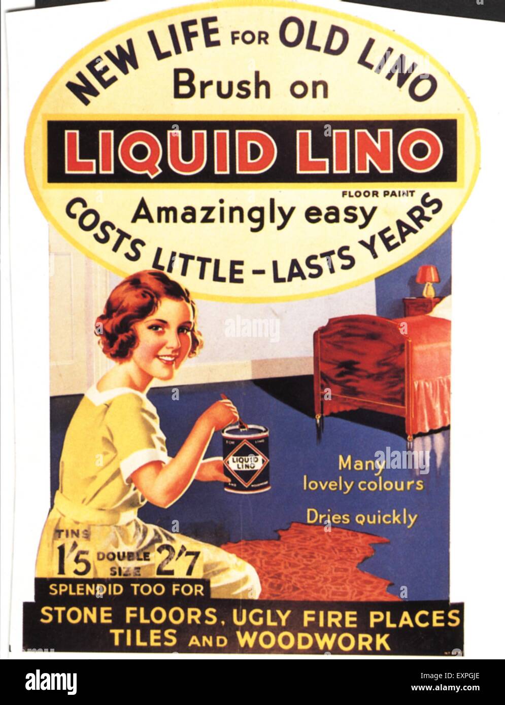 1920s UK Liquid Lino Magazine Advert Stock Photo - Alamy