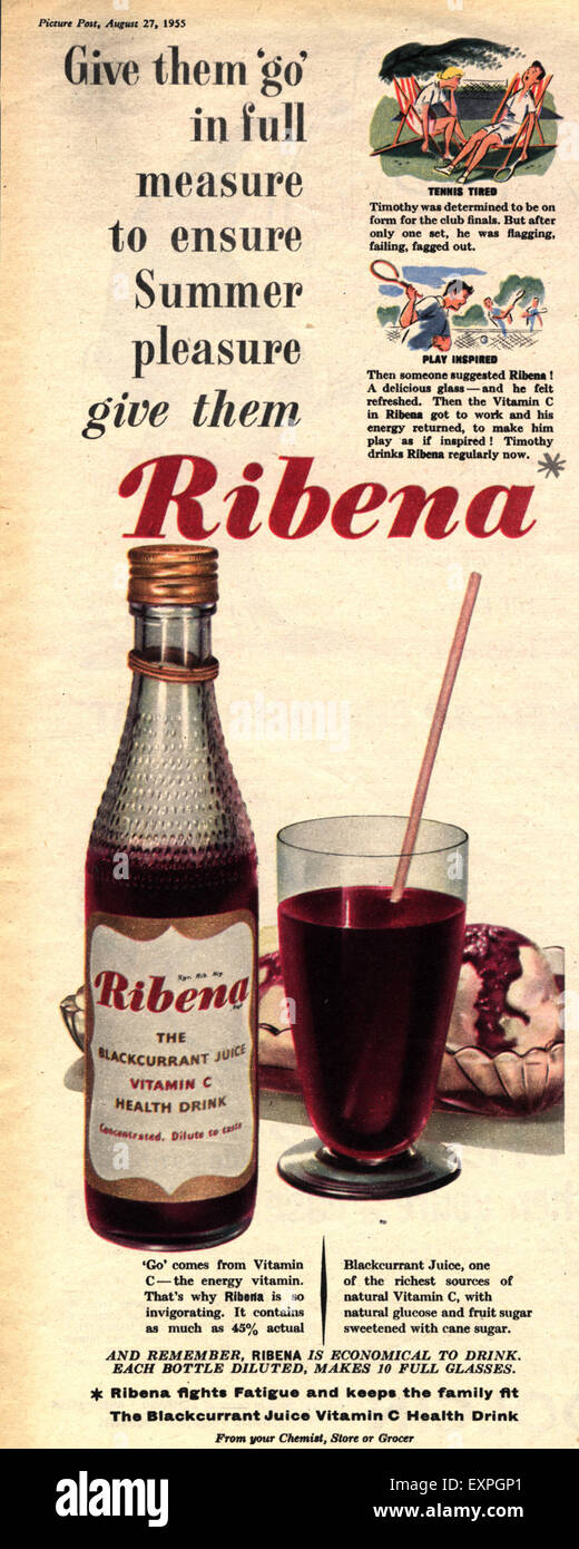 1960s UK Ribena Magazine Advert Stock Photo - Alamy