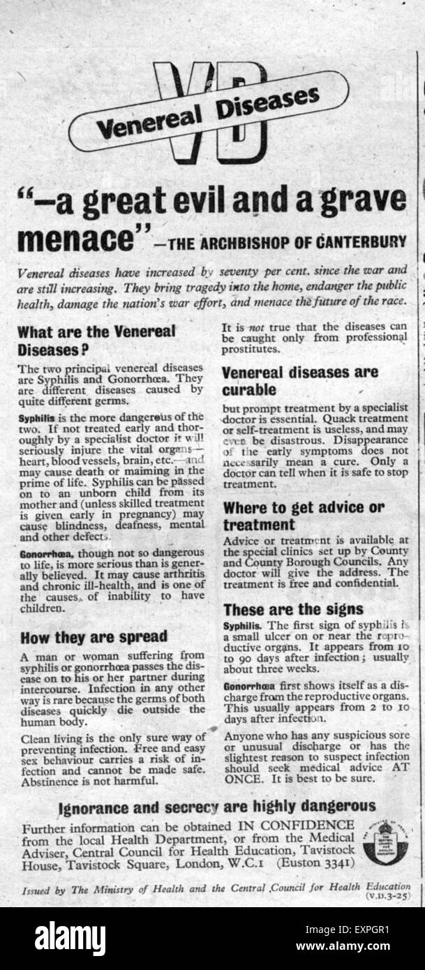 1940s UK VD Magazine Advert Stock Photo - Alamy