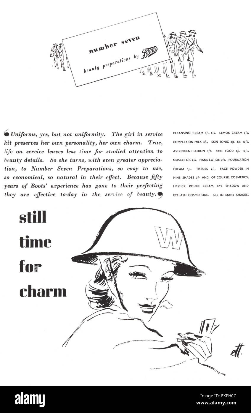 1940s uk boots magazine advert hi-res stock photography and images - Alamy
