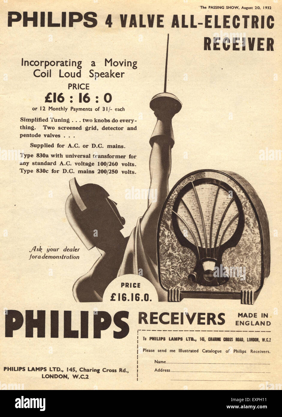 1930s UK Philips Magazine Advert Stock Photo - Alamy