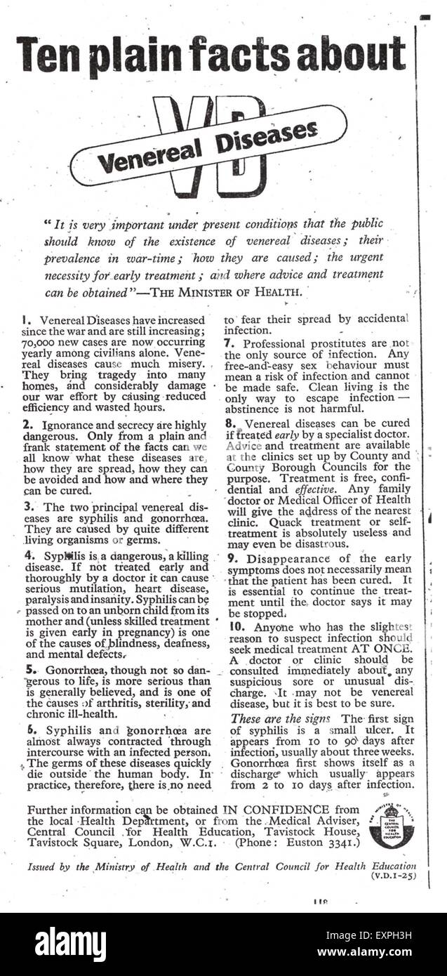 1940s UK STDs Magazine Advert Stock Photo - Alamy