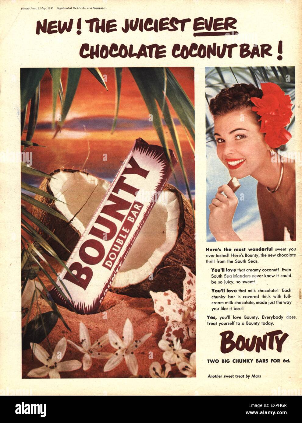 1950s UK Bounty Magazine Advert Stock Photo - Alamy