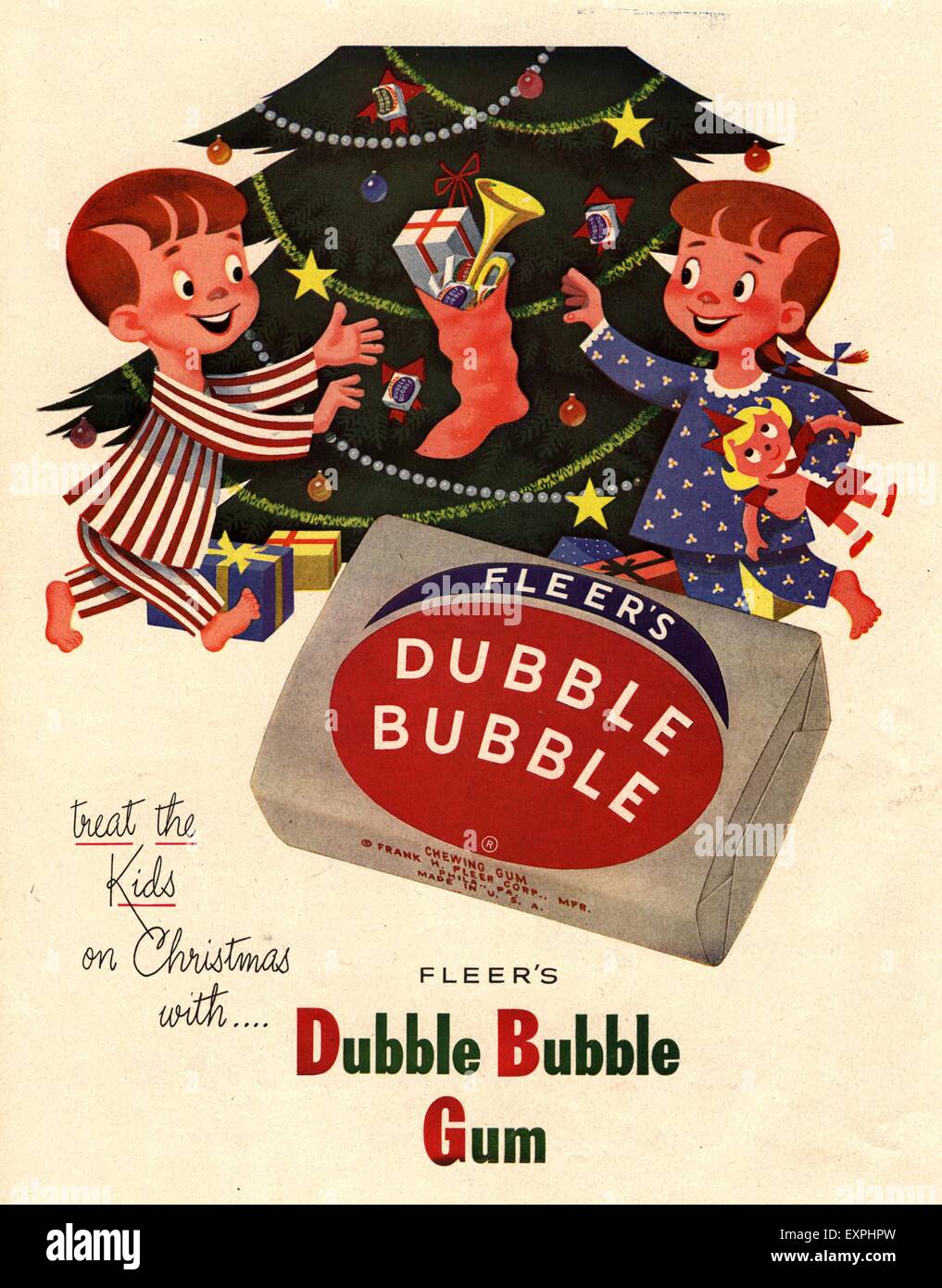 1940s USA Fleer's Dubble Bubble Gum Magazine Advert Stock Photo - Alamy
