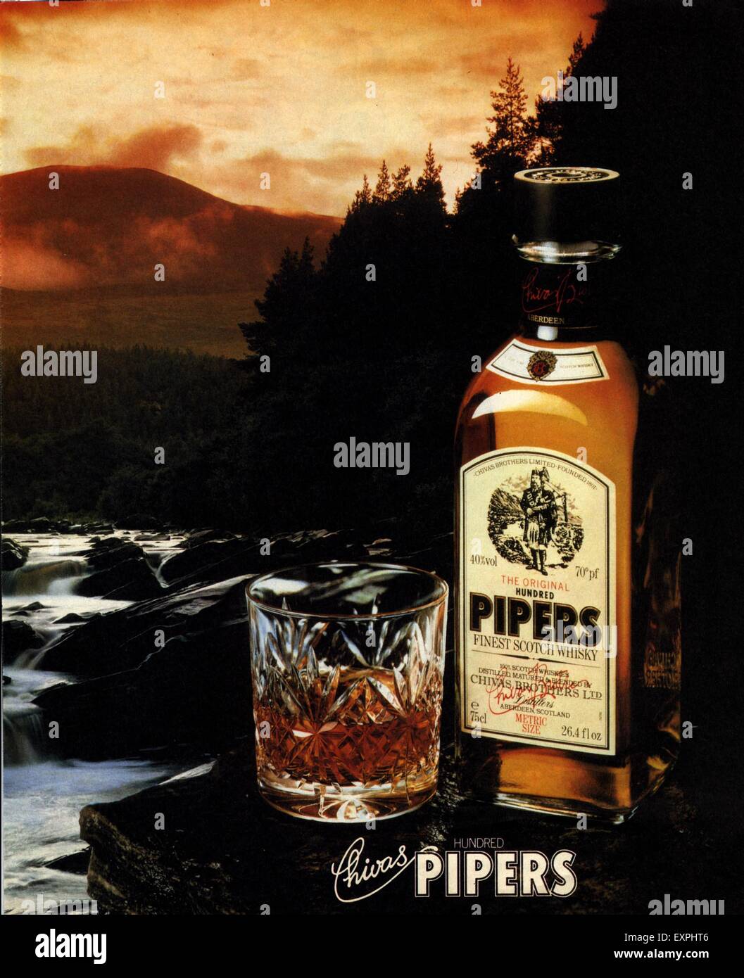 1990s UK 100 Pipers Scotch Magazine Advert Stock Photo - Alamy