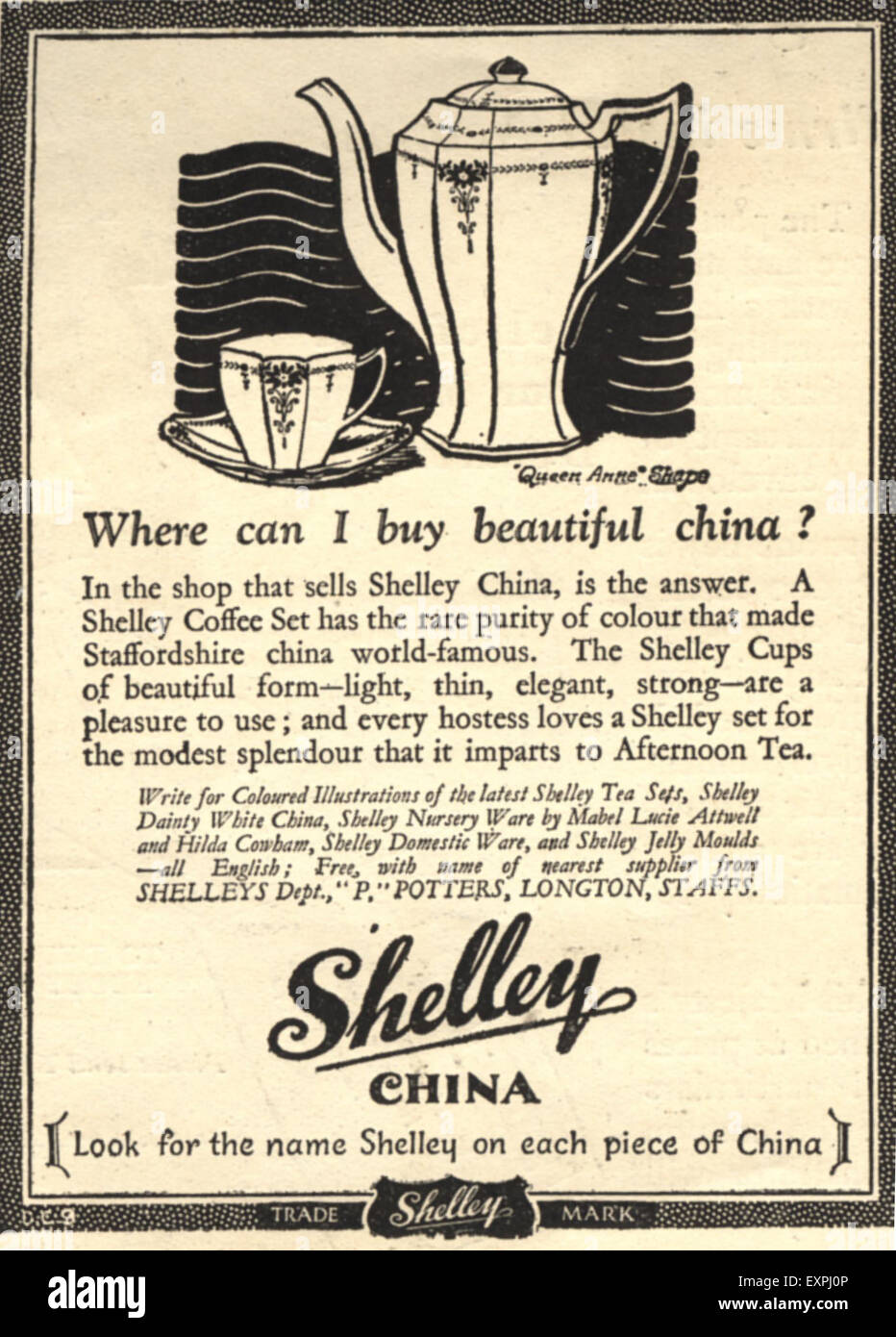 1930s UK Shelley China Magazine Advert Stock Photo - Alamy