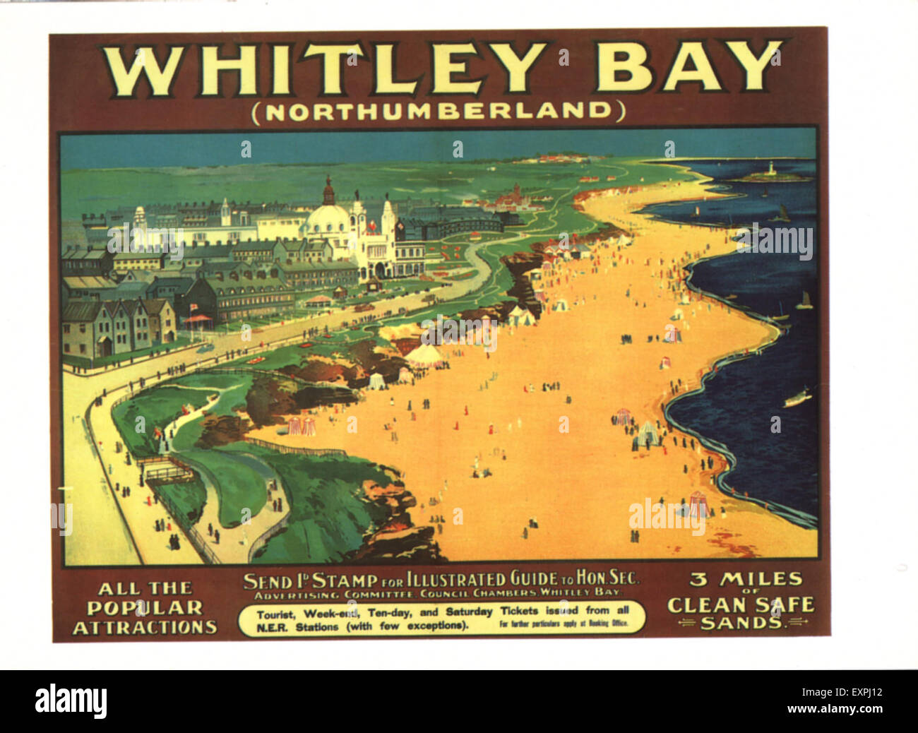 1950s UK Whitley Bay Tourism Poster Stock Photo - Alamy