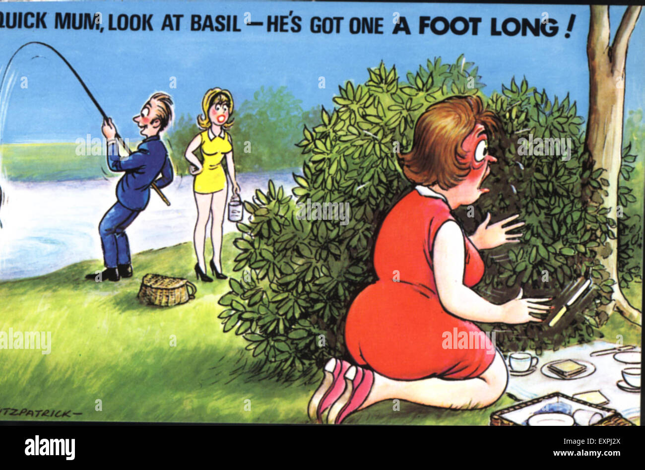 1980s UK Saucy Fishing Humour Postcard Stock Photo - Alamy